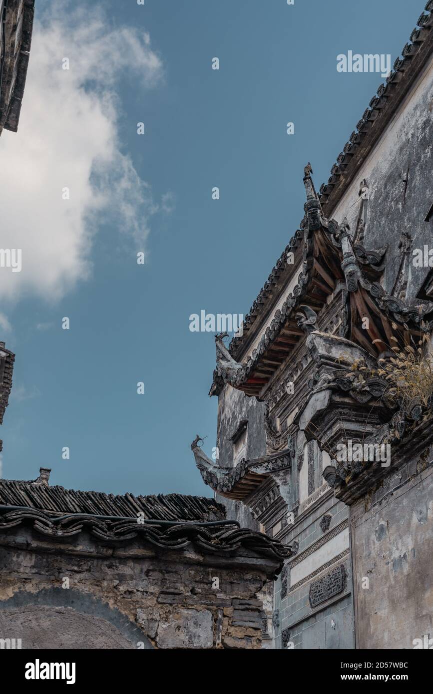 Detail view of the traditional architecture in Xidi village, China ...