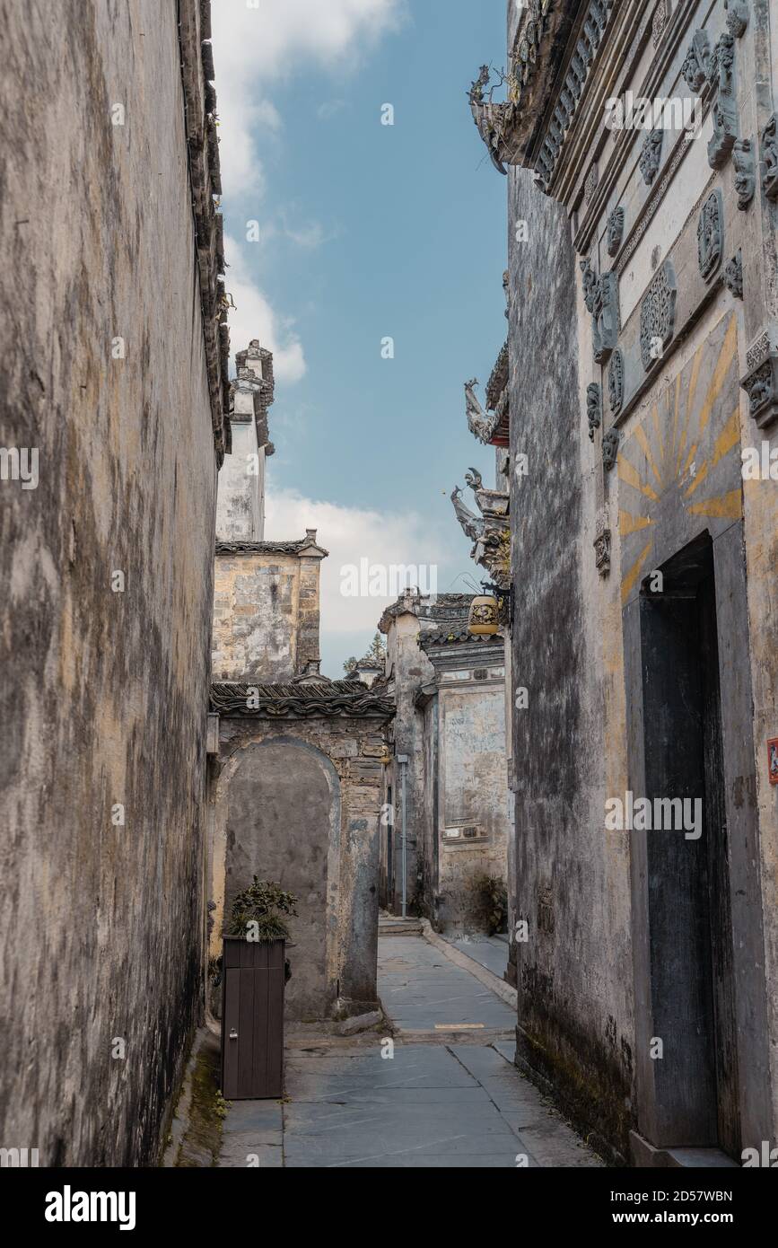 A street in Xidi, an ancient town in Anhui province, China Stock Photo ...