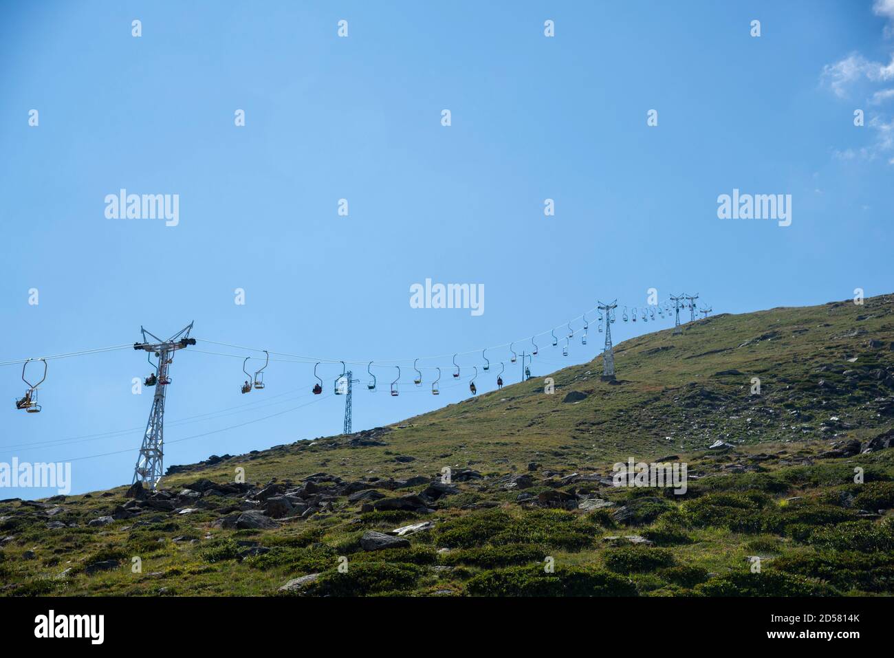 Chairlift on the mount Cheget. Caucasus Mountains, region Elbrus ...