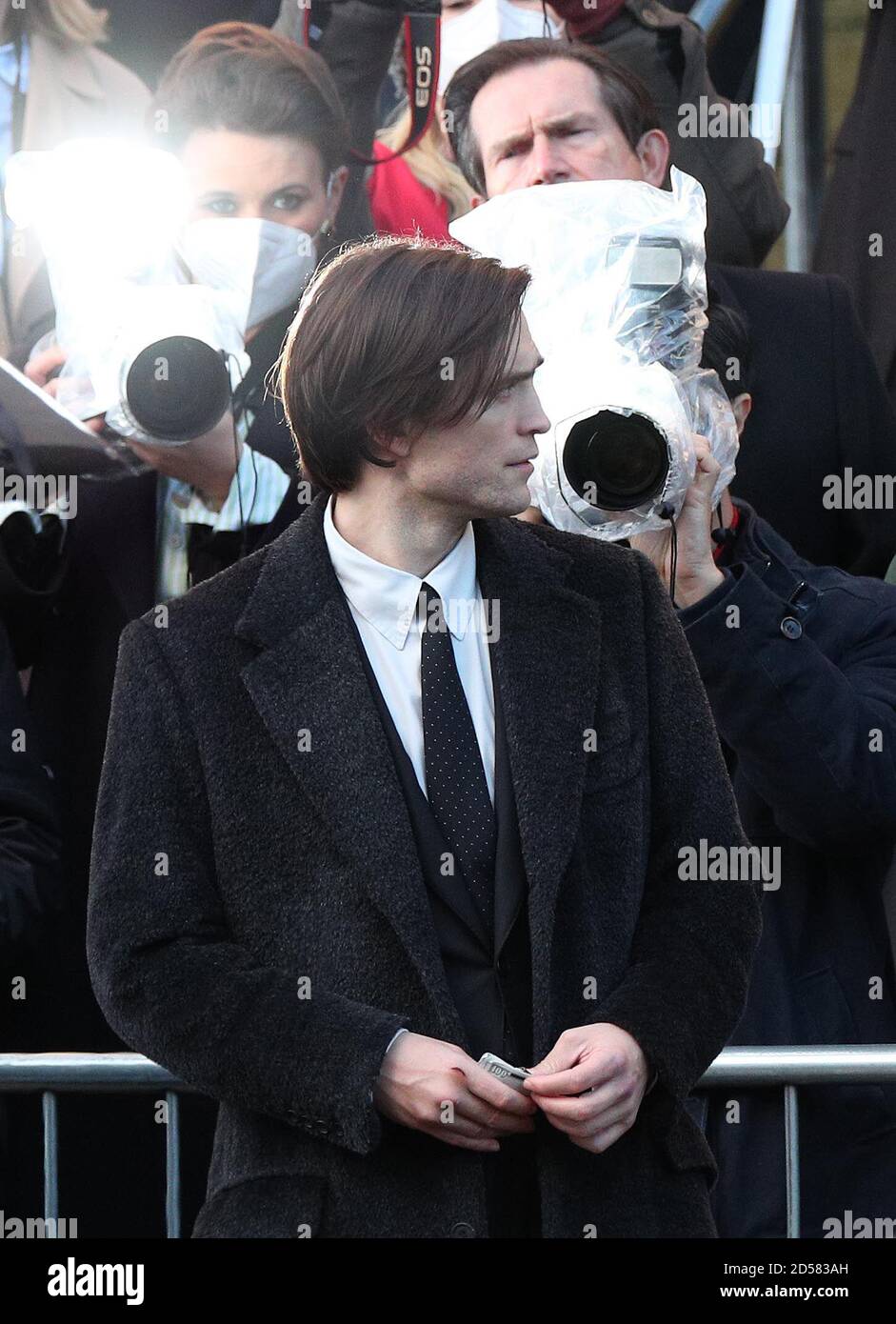 Robert Pattinson during the filming of The Batman taking place in ...
