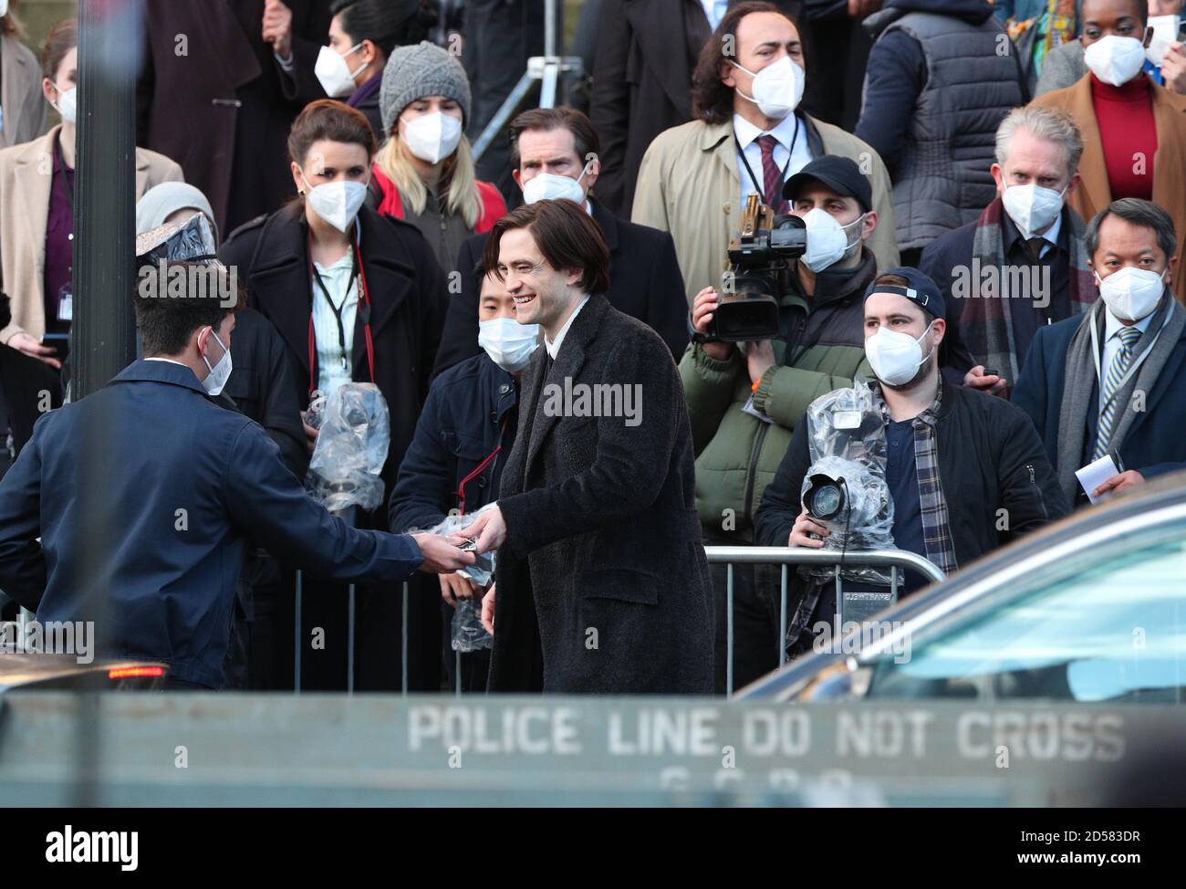 Robert Pattinson during the filming of The Batman taking place in ...