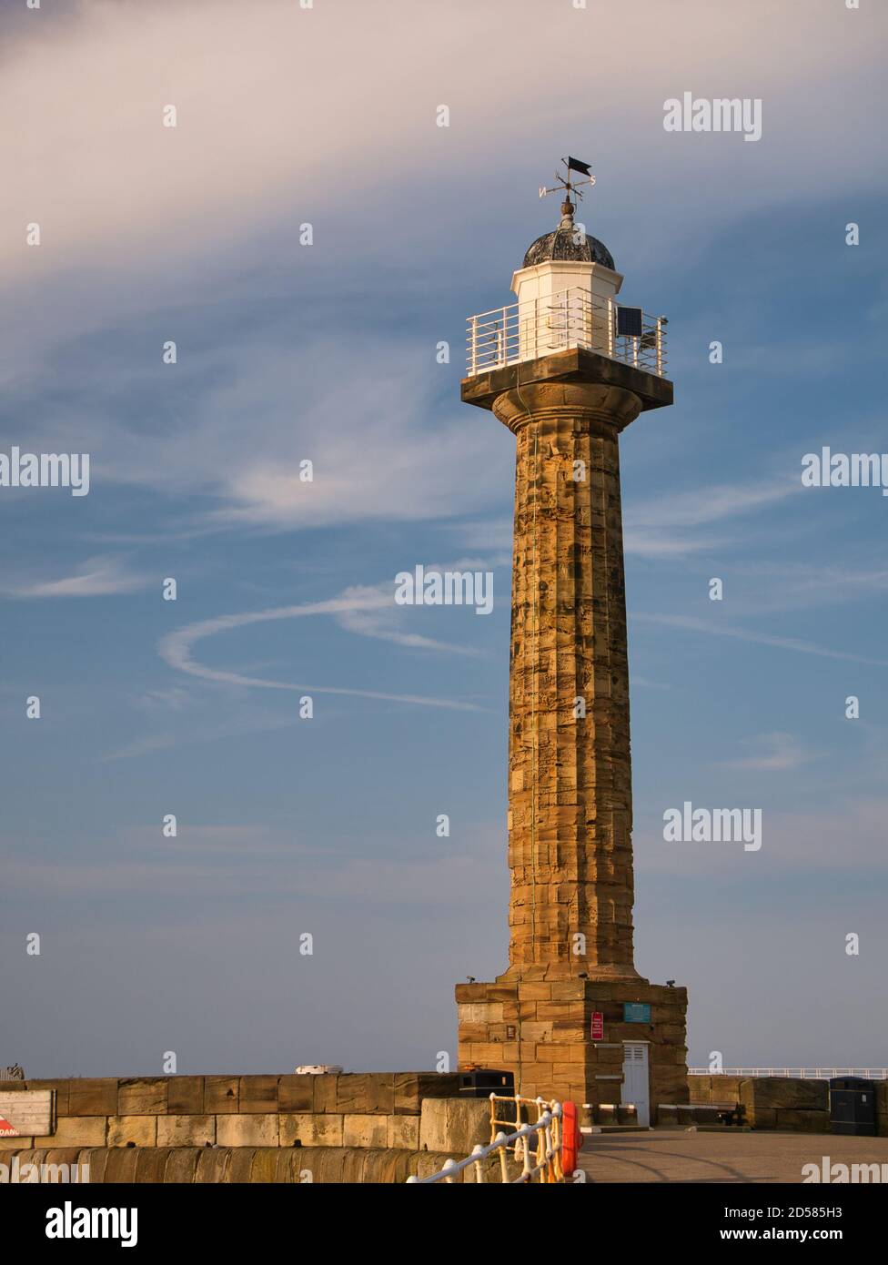 The Grade 2 listed historic sandstone tower of the East Pier Lighthouse ...