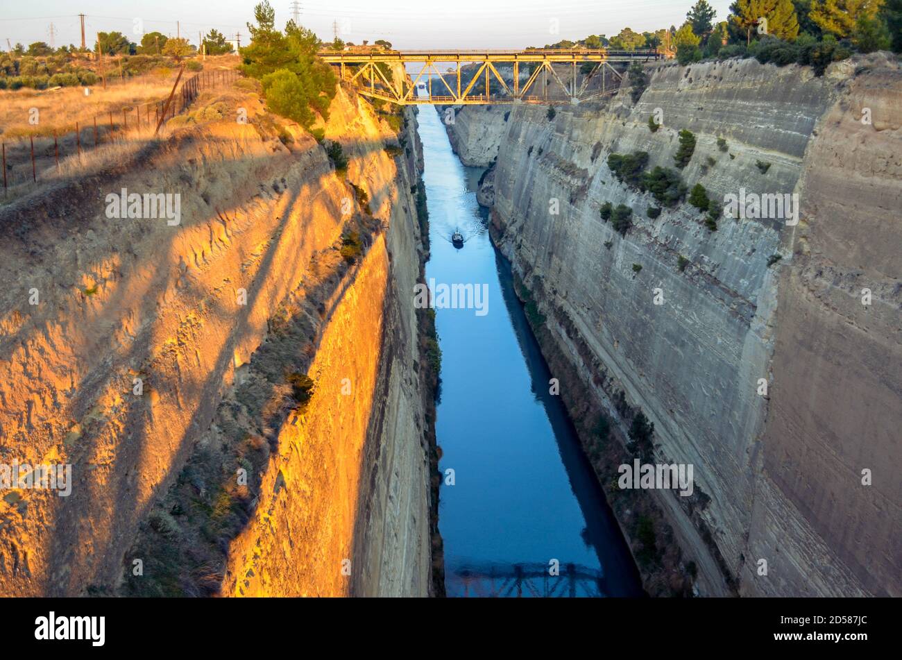 Corinth Canal, the important navigational route which connects the Gulf ...