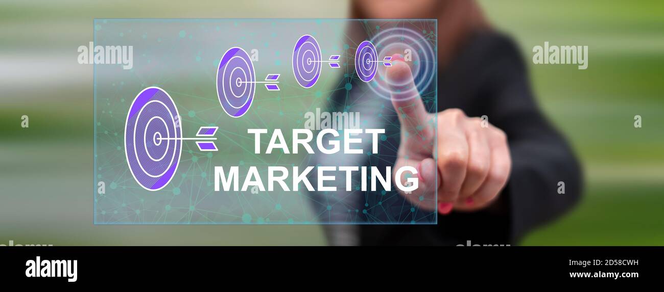 Woman touching a target marketing concept on a touch screen with her ...