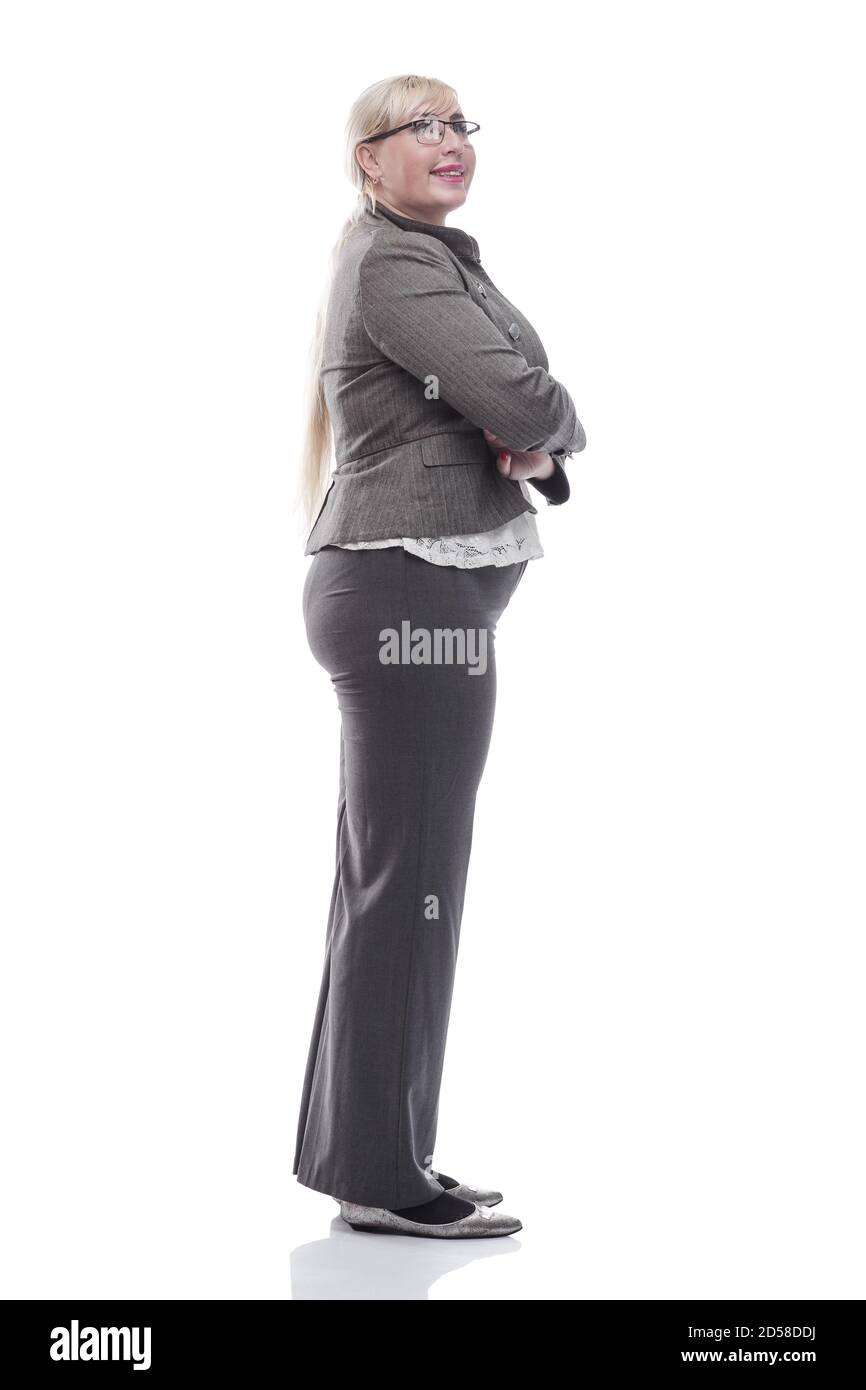 confident business woman looking forward. isolated on a white Stock ...