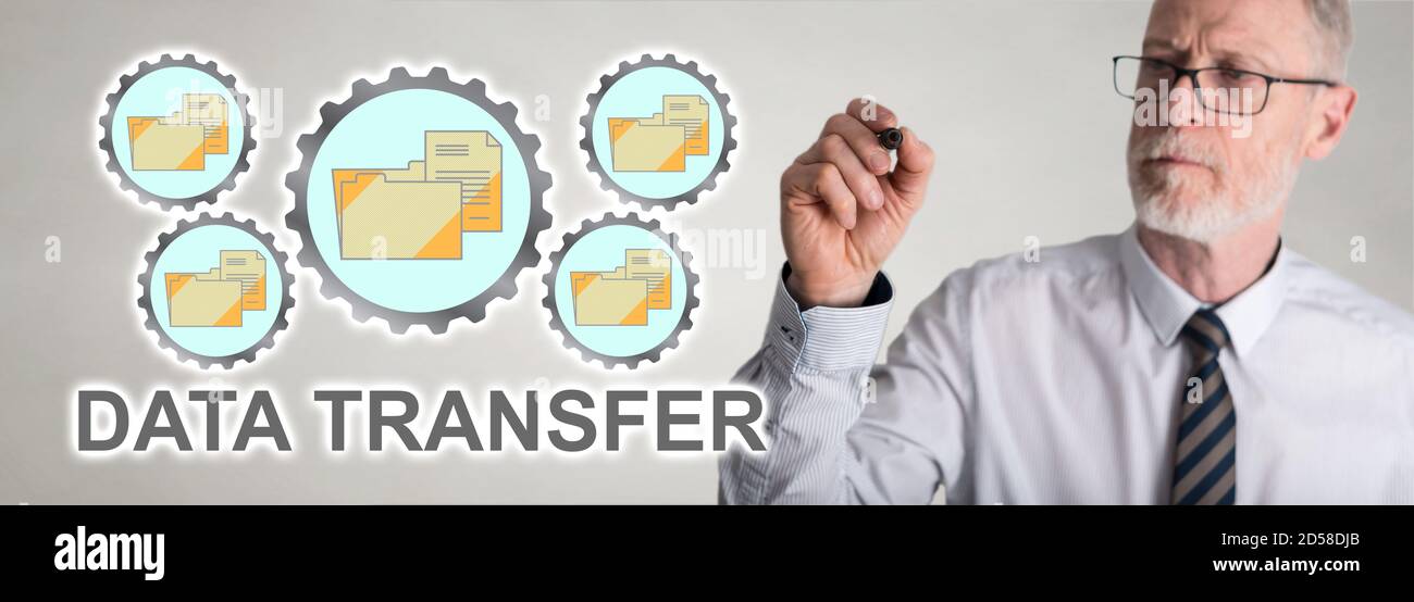 Data transfer concept drawn by a businessman Stock Photo - Alamy
