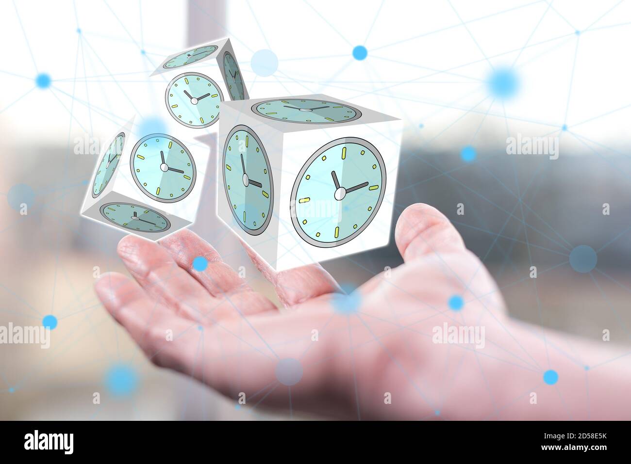 Time management concept above a hand of a man Stock Photo - Alamy