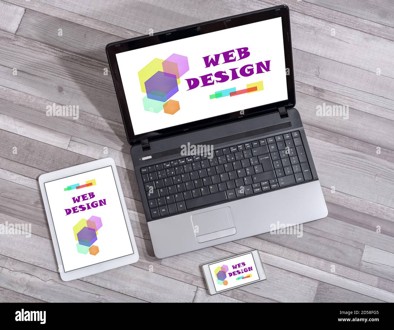 Web design concept shown on different information technology devices ...