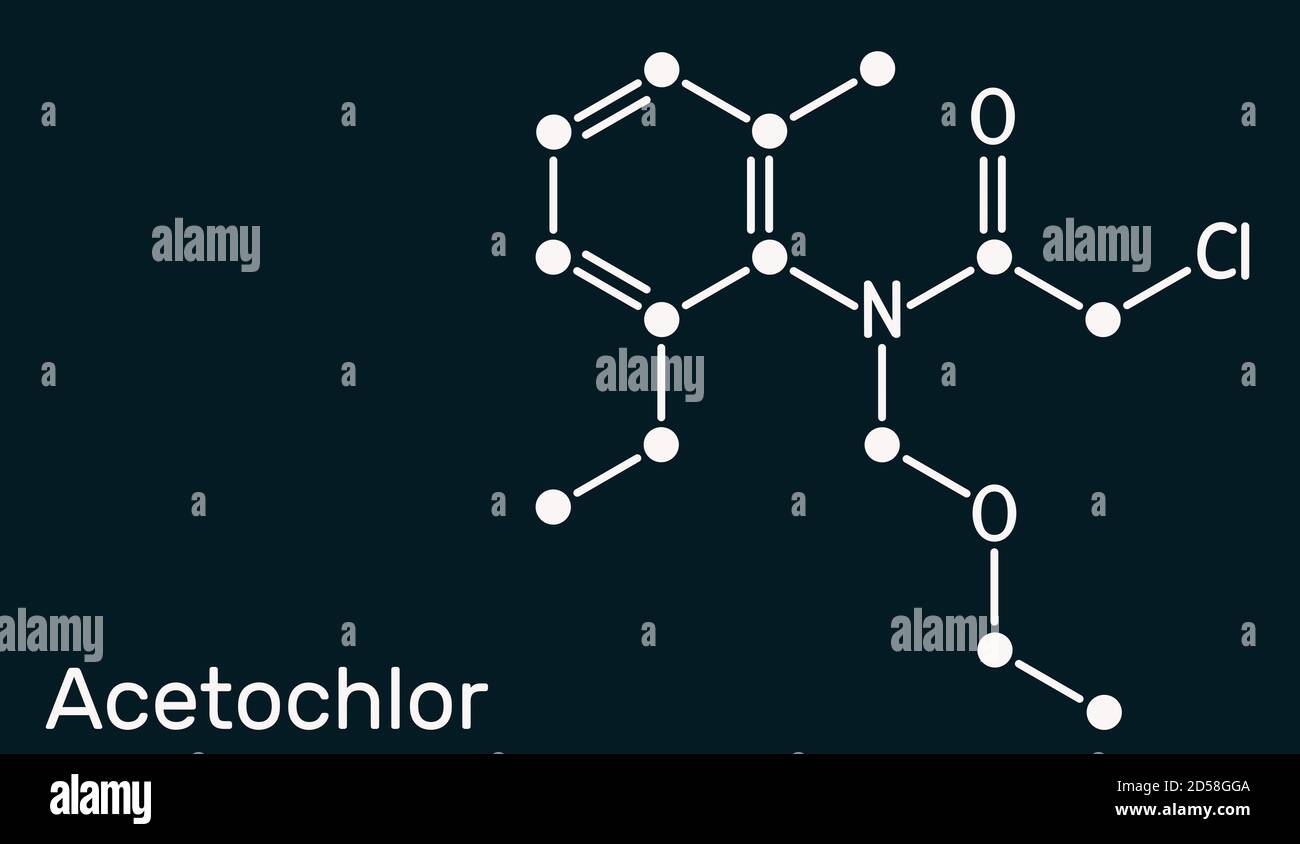 Acetochlor molecule. It is chloroacetanilide, herbicide, a xenobiotic ...