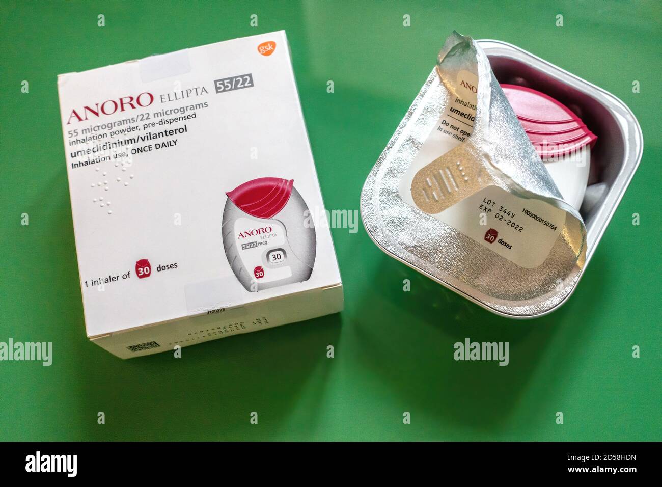 Umeclidinium Vilanterol inhaler powder in half opened package Stock ...