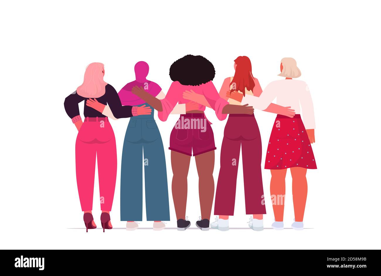 mix race girls standing together female empowerment movement women ...