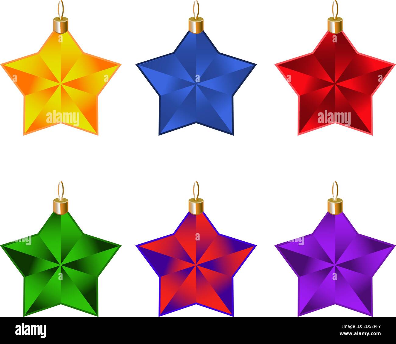 Set of colorful stars for Christmas and New Year decoration on ...