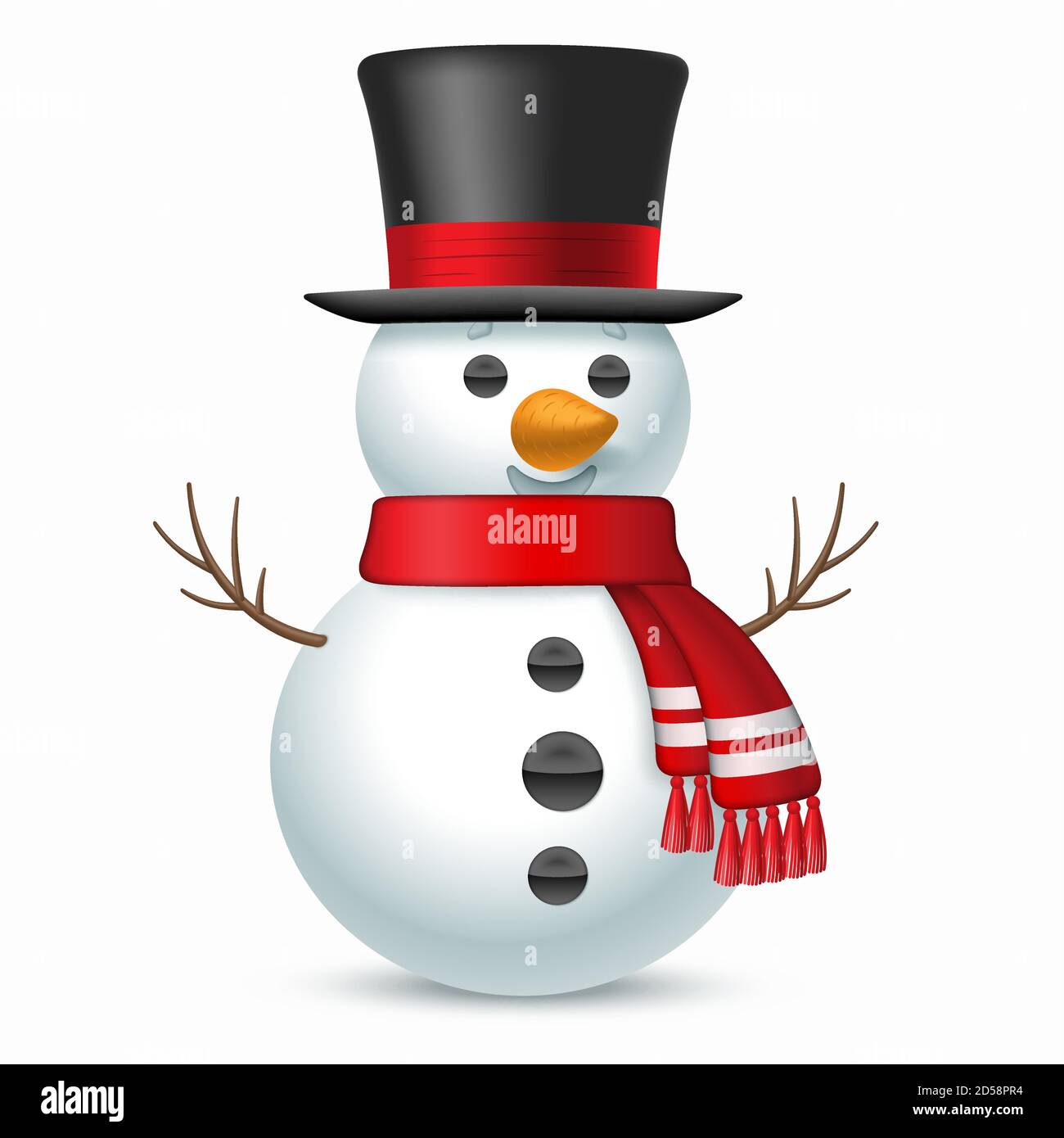 Smiling snowman with top-hat and scarf. Vector Stock Vector Image & Art ...