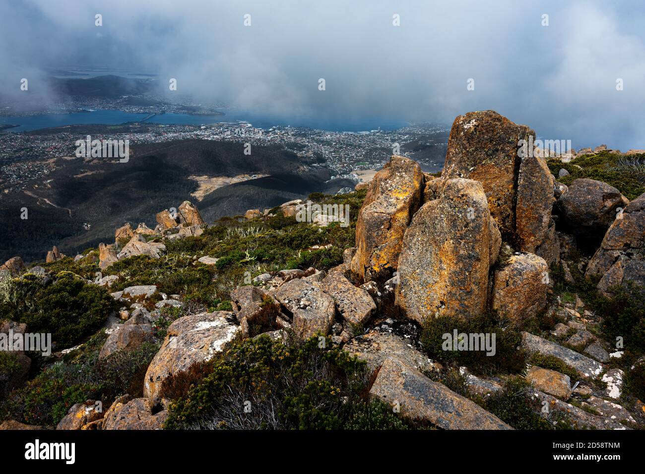 View on Hobart from famous Mount Wellington Stock Photo - Alamy
