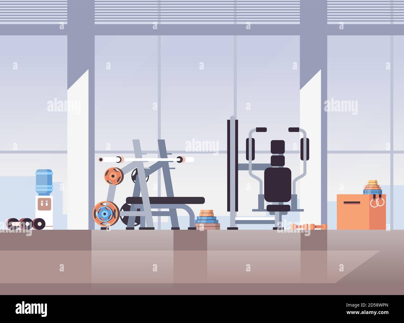 empty no people sport gym interior workout equipment training apparatus ...