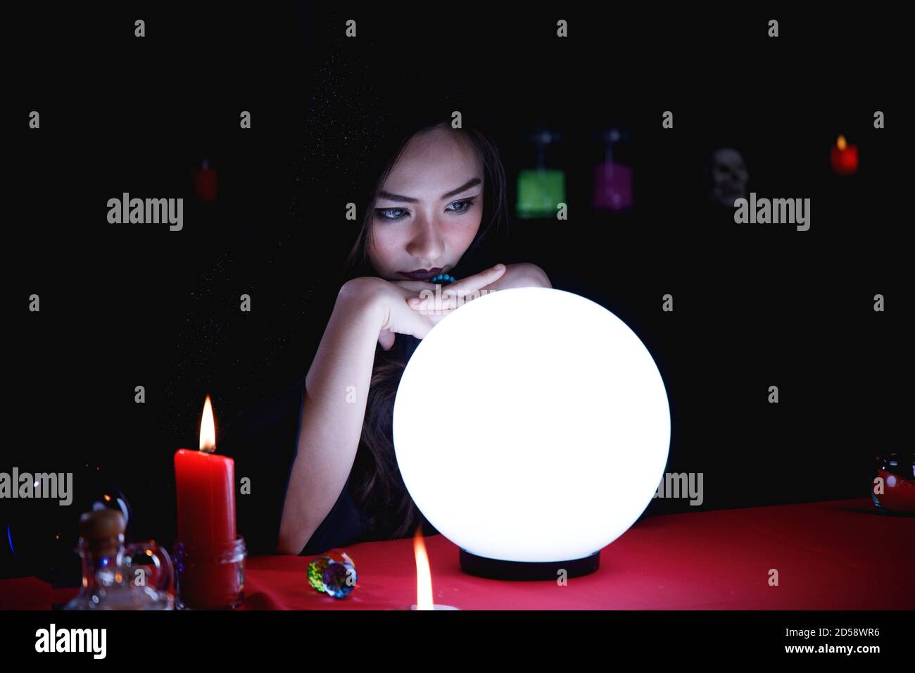 Fortune teller forecast future event or destiny by using crystal ball ...