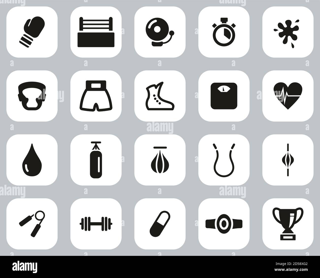 Boxing Sport & Equipment Icons Black & White Flat Design Set Big Stock Vector Image & Art - Alamy