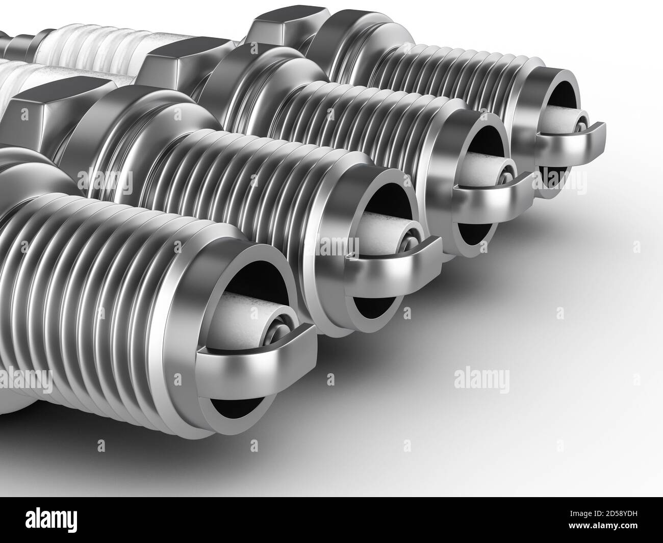 Spark plugs on a white background. 3d illustration Stock Photo - Alamy
