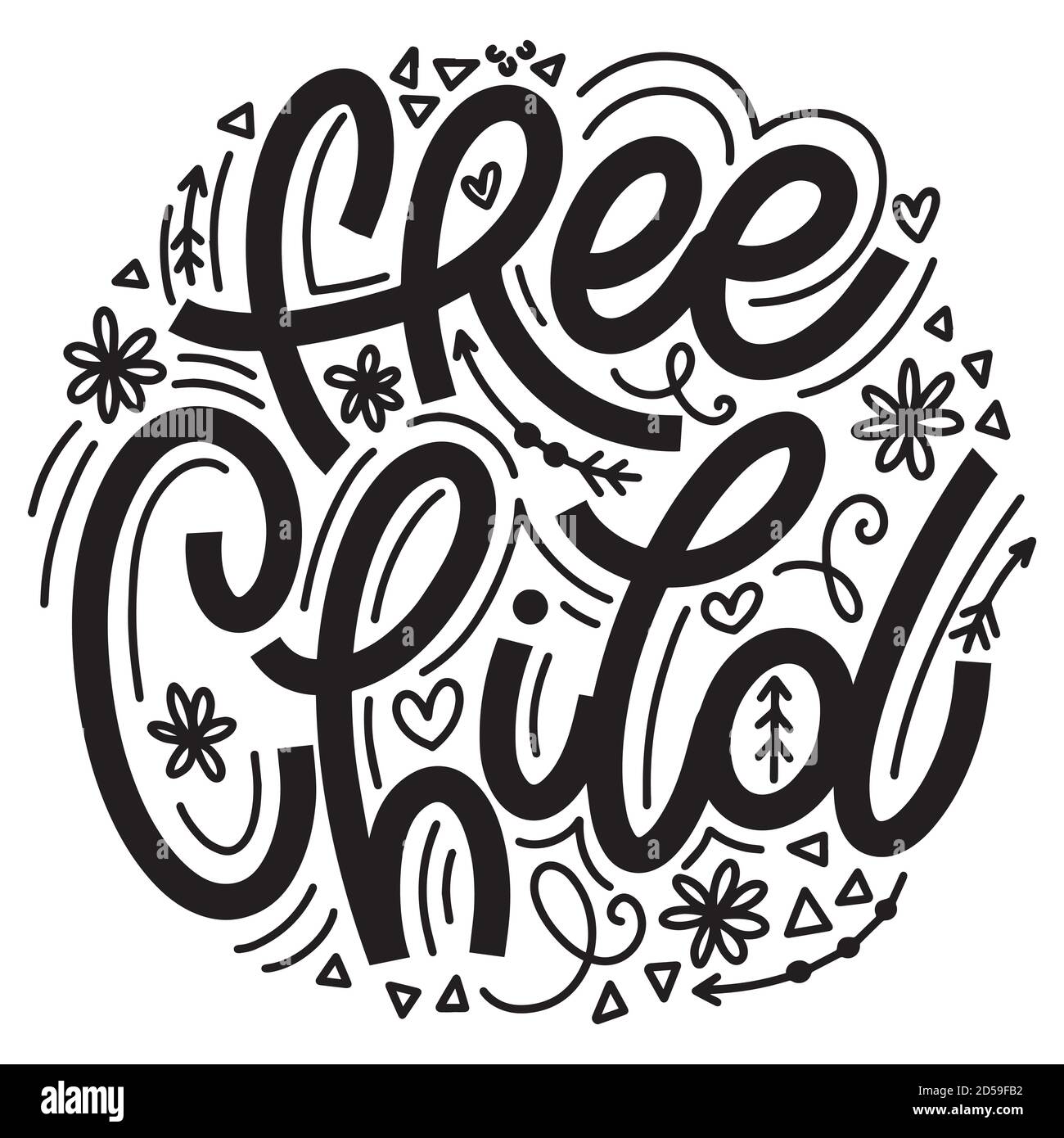 Free Child wild lettering in doodle style. Design for print, poster ...