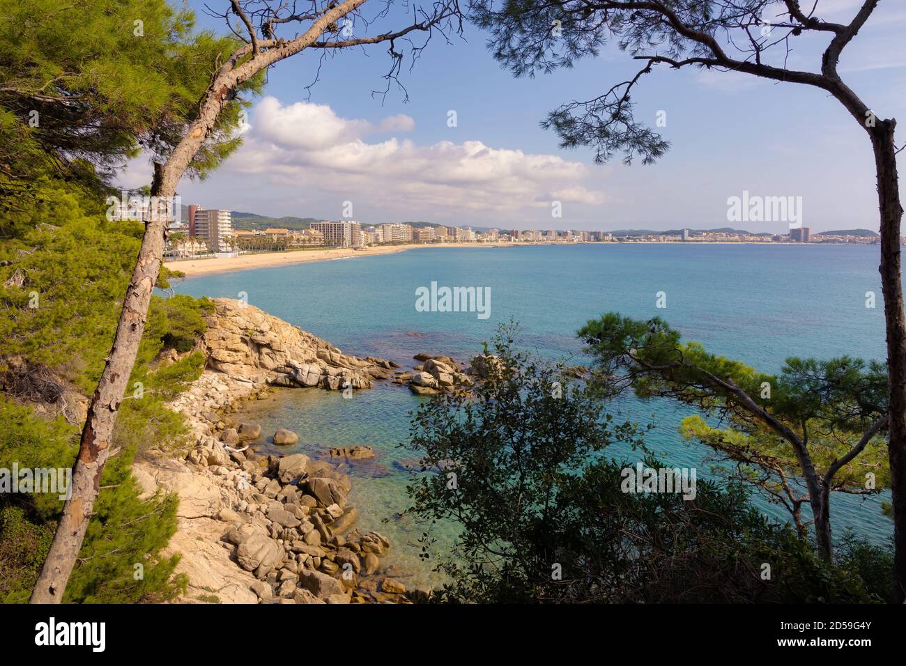 Panoramic view of the bay of Palamos seen from the Torre Valentina on ...