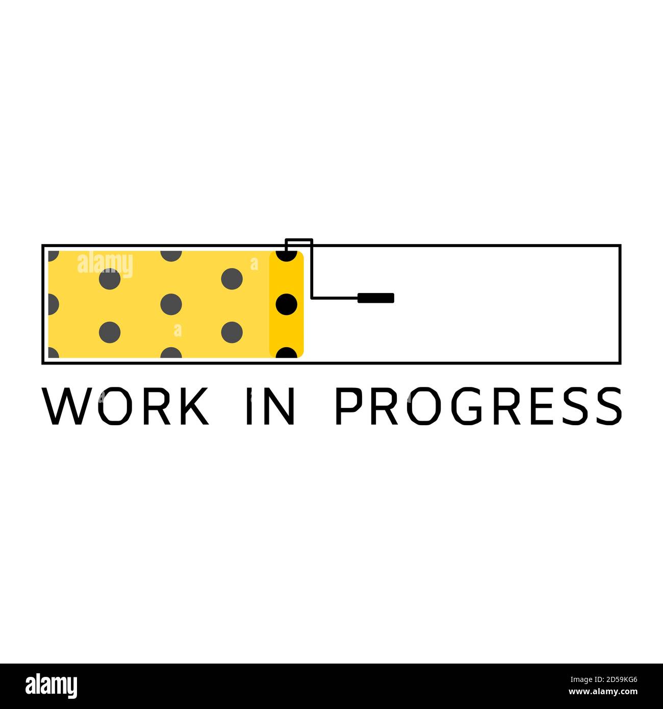 Work in progress warning sign with yellow and black poka dots style ...