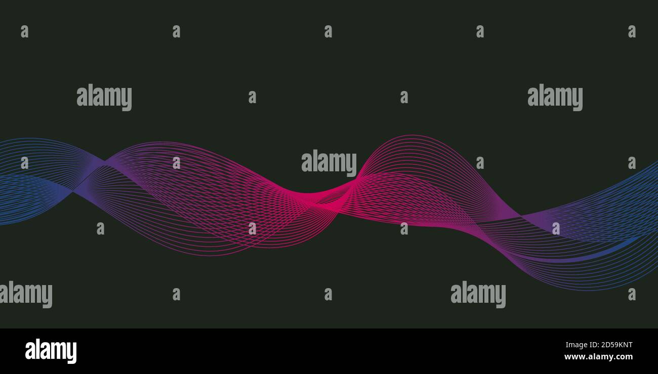 Abstract colorful wave line with dark theme background on landscape ...