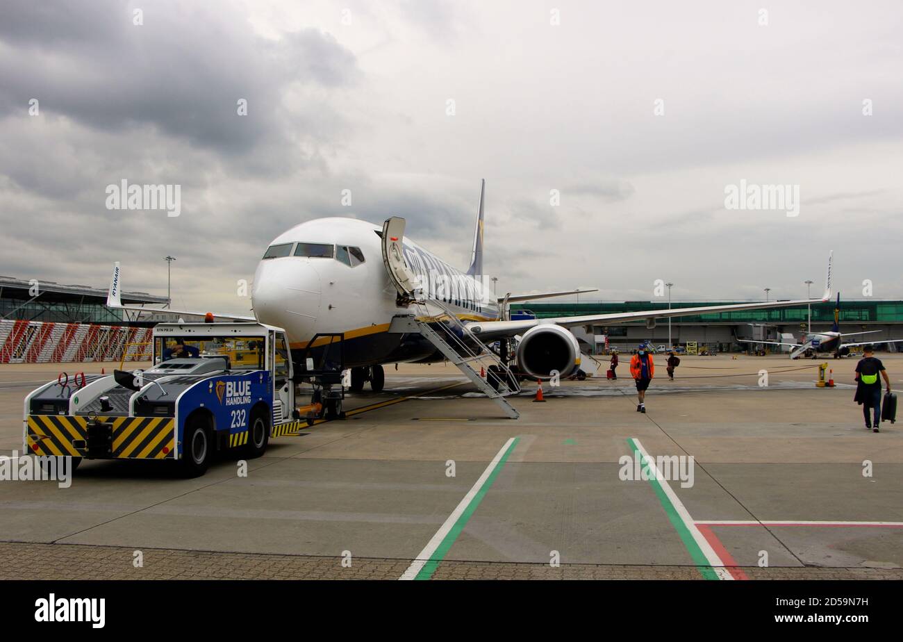 Embarking Ryanair flight FR2612 at Stansted Airport to Santander on a ...