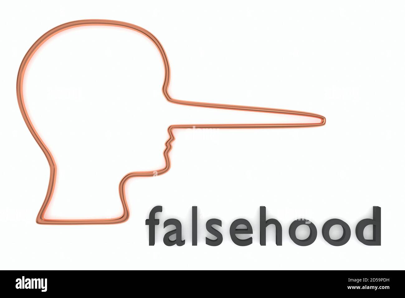 3D illustration of head silhouette along with falsehood title, isolated ...