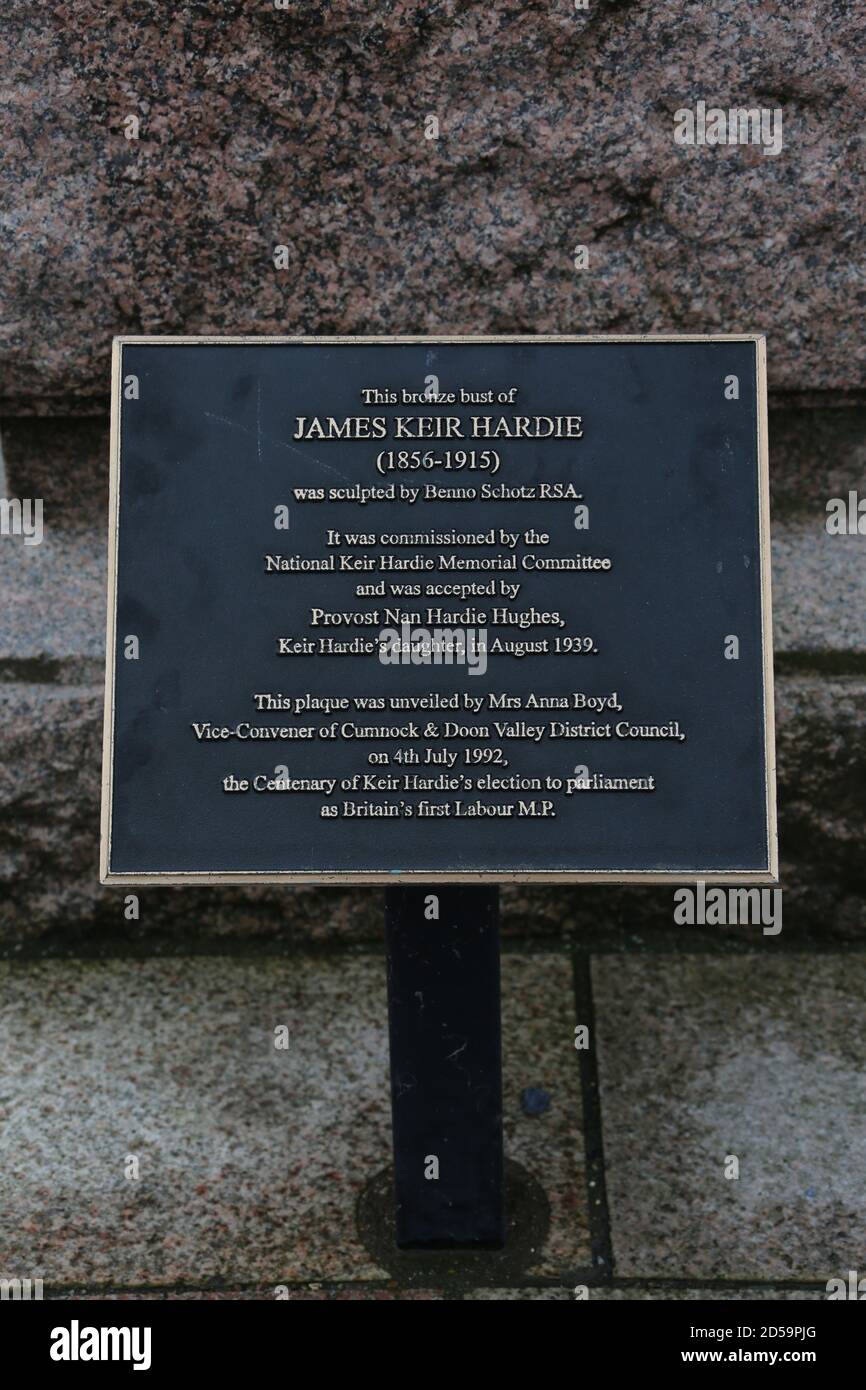 Scotland, Ayrshire,Cumnock , James Kier Hardie Bust with poppies.James ...