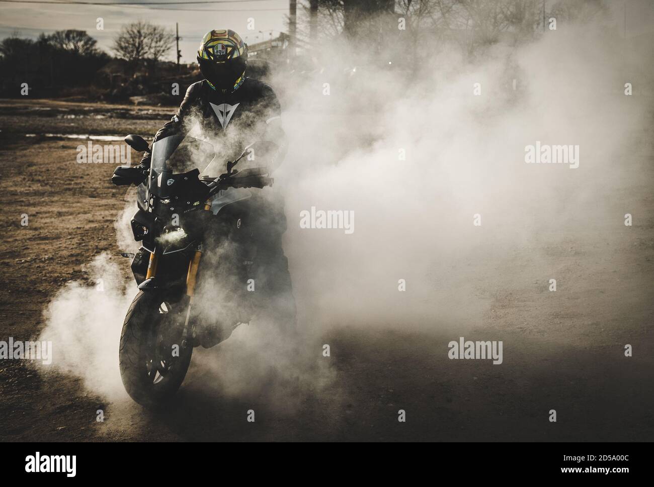 Yamaha bike burnout hi-res stock photography and images - Alamy