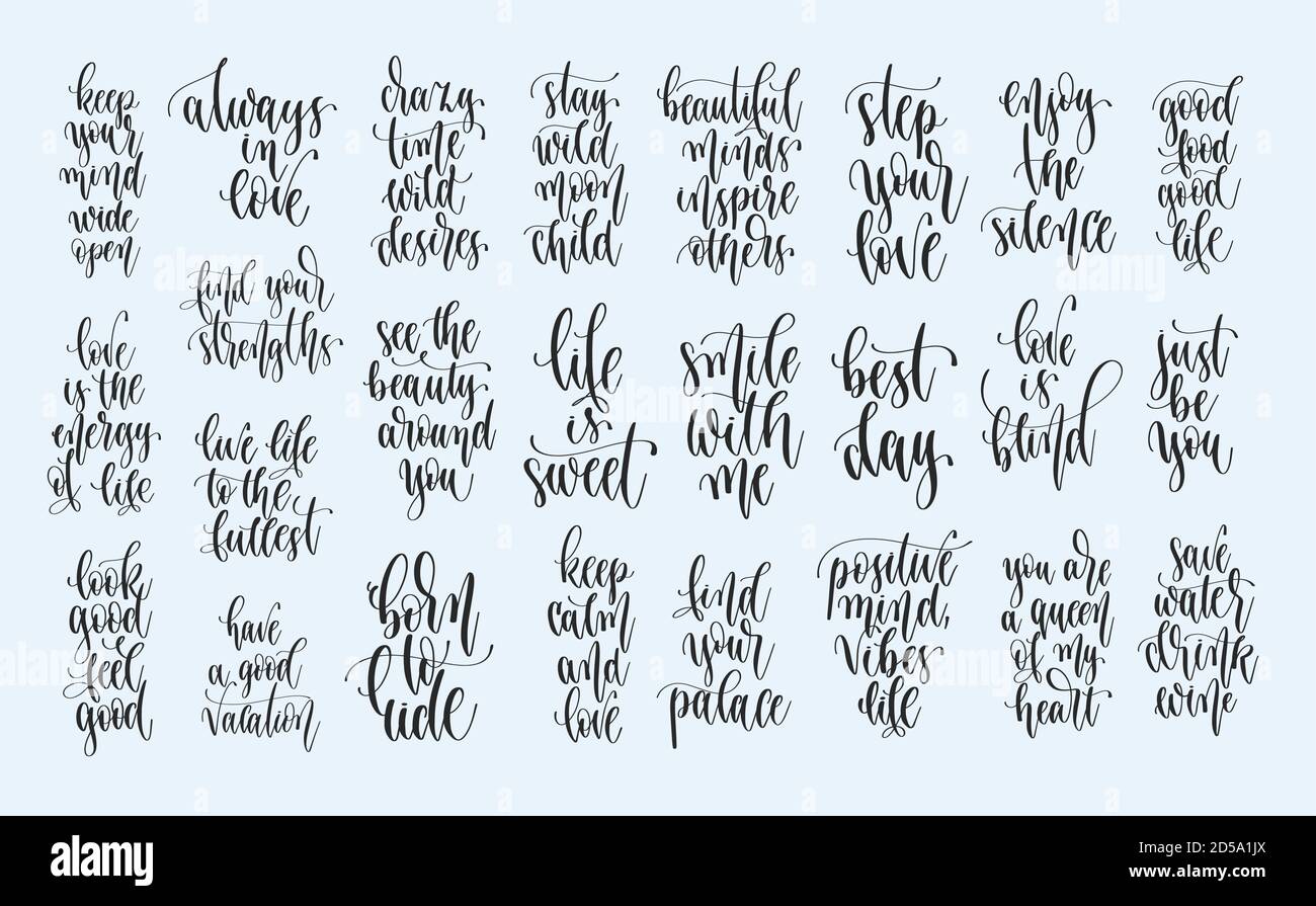 Set of 25 hand lettering positive quotes design, motivation and ...