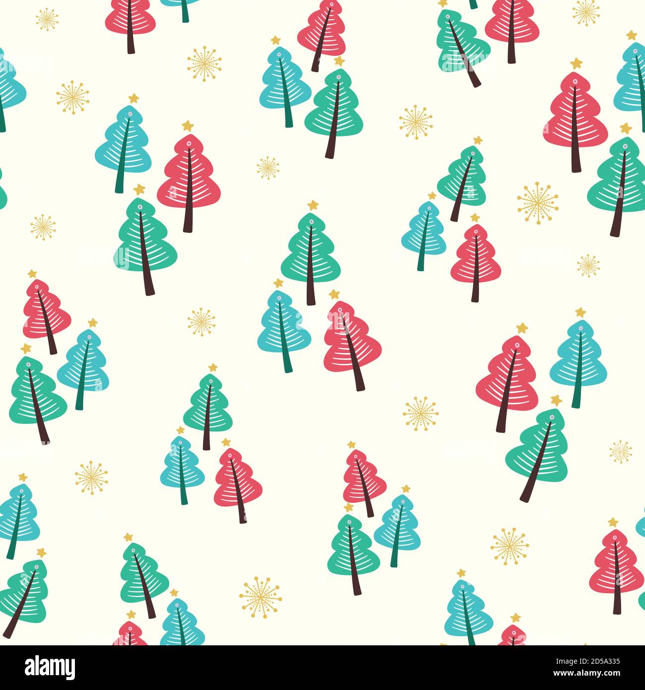 Christmas tree pattern background design. Cute seasonal vector seamless ...