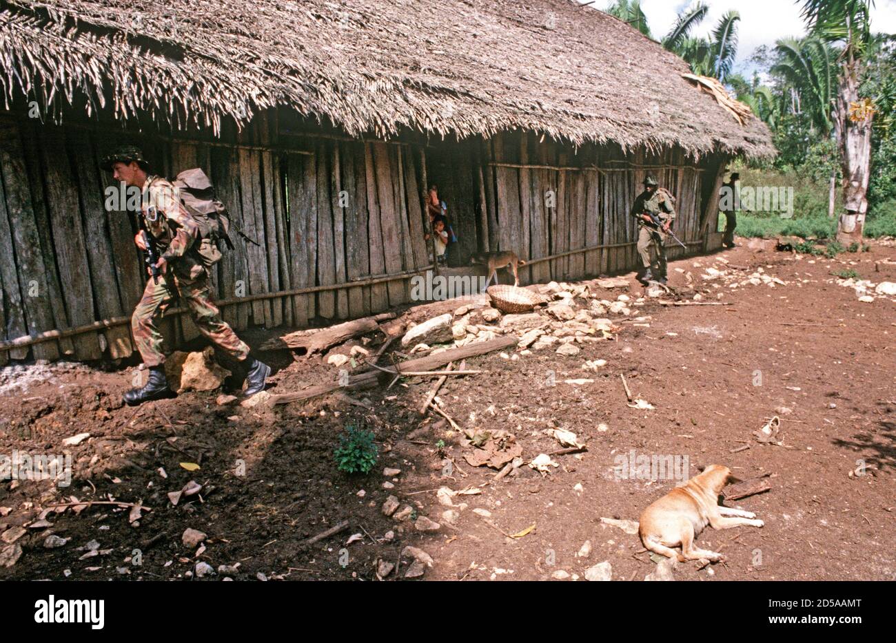 British Army soldiers patrolling Belize jungle, Central America, 1980s ...