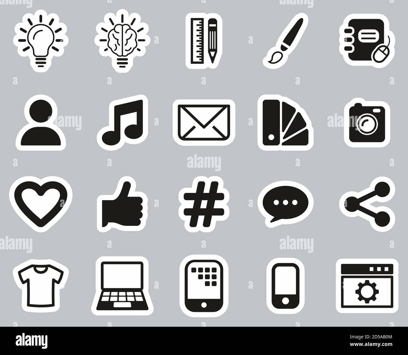Branding Or Visual Identity Icons Black & White Sticker Set Big Stock ...