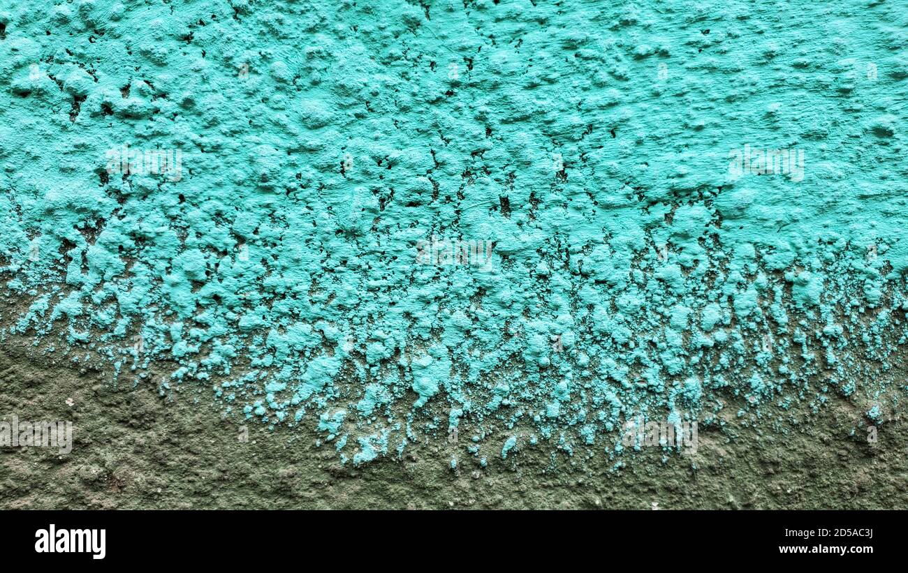 Turquoise blue painted wall surface closeup. Grunge texture background ...