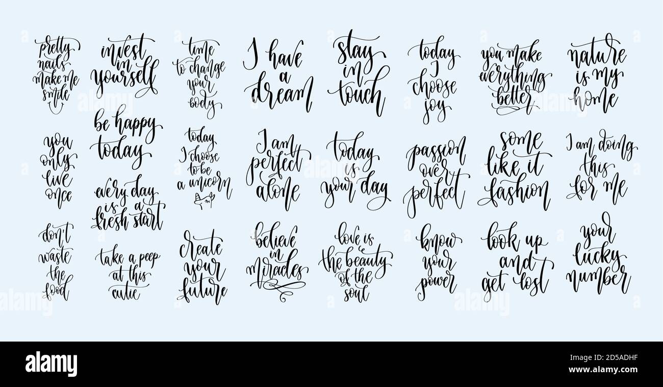 Set of 25 positive quotes design, motivation and inspiration phrases ...