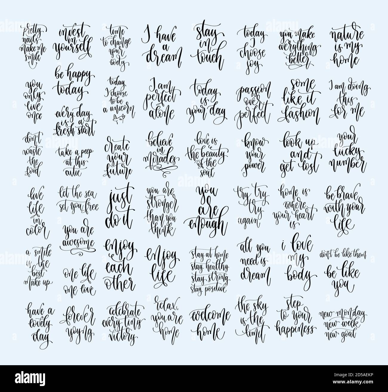 Set of 50 positive quotes design, motivation and inspiration phrases ...