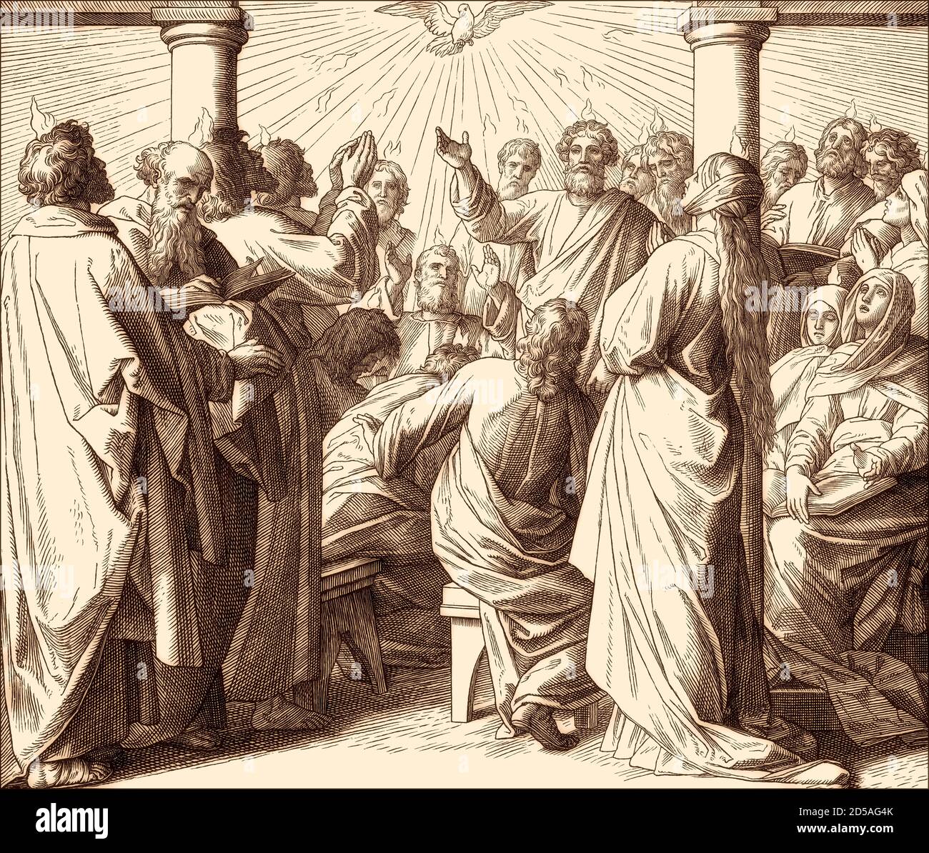 Pentecost, the descent of the Holy Spirit upon the Apostles , by Julius ...