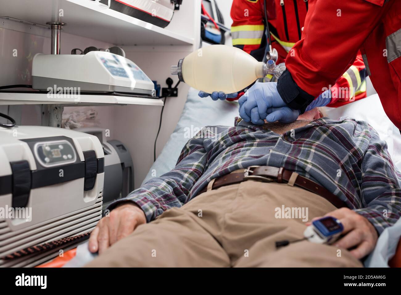Selective Focus Of Paramedics Doing Cardiopulmonary Resuscitation To
