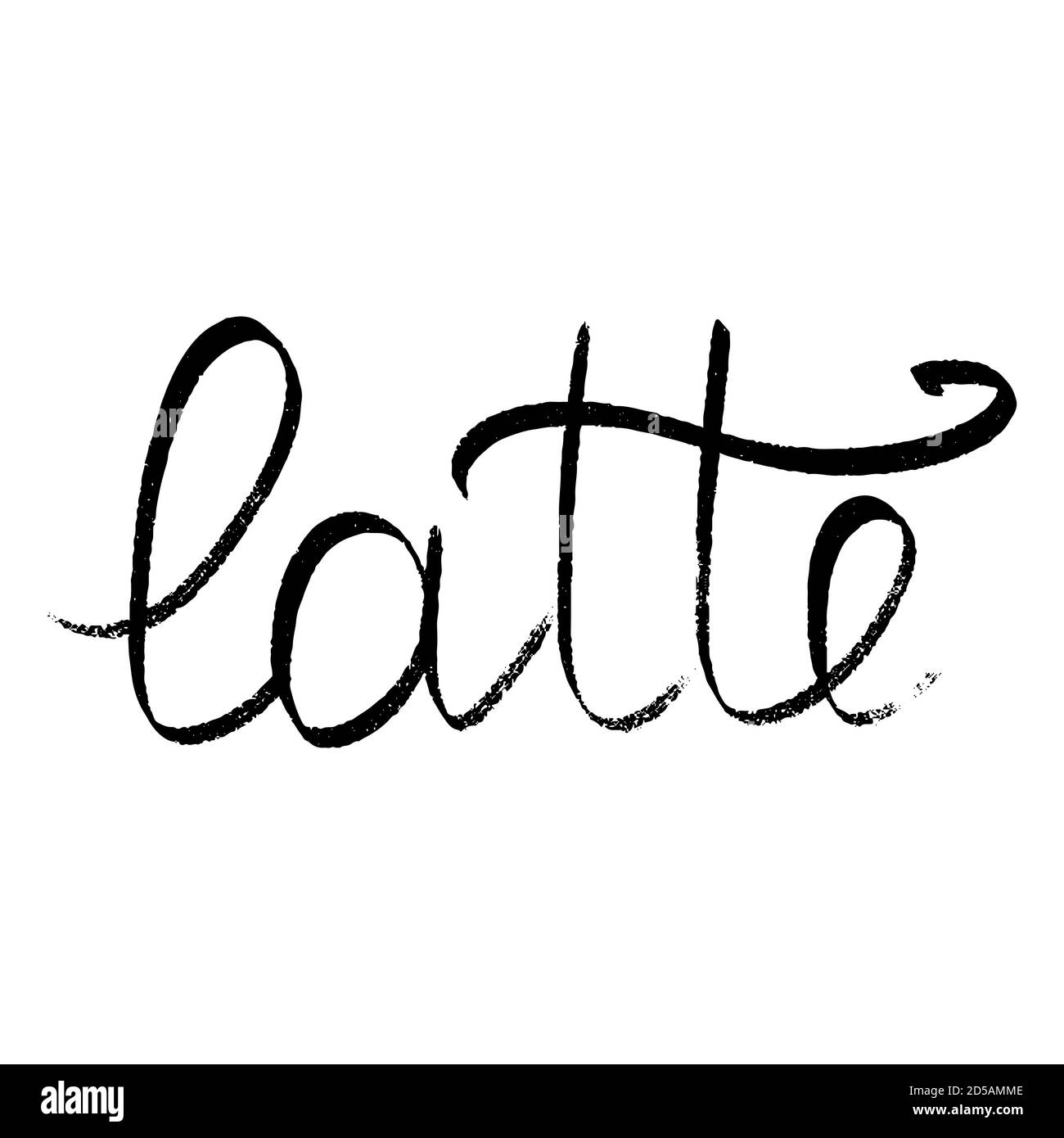 Latte handwritten flat brush calligraphy isolated on white background ...