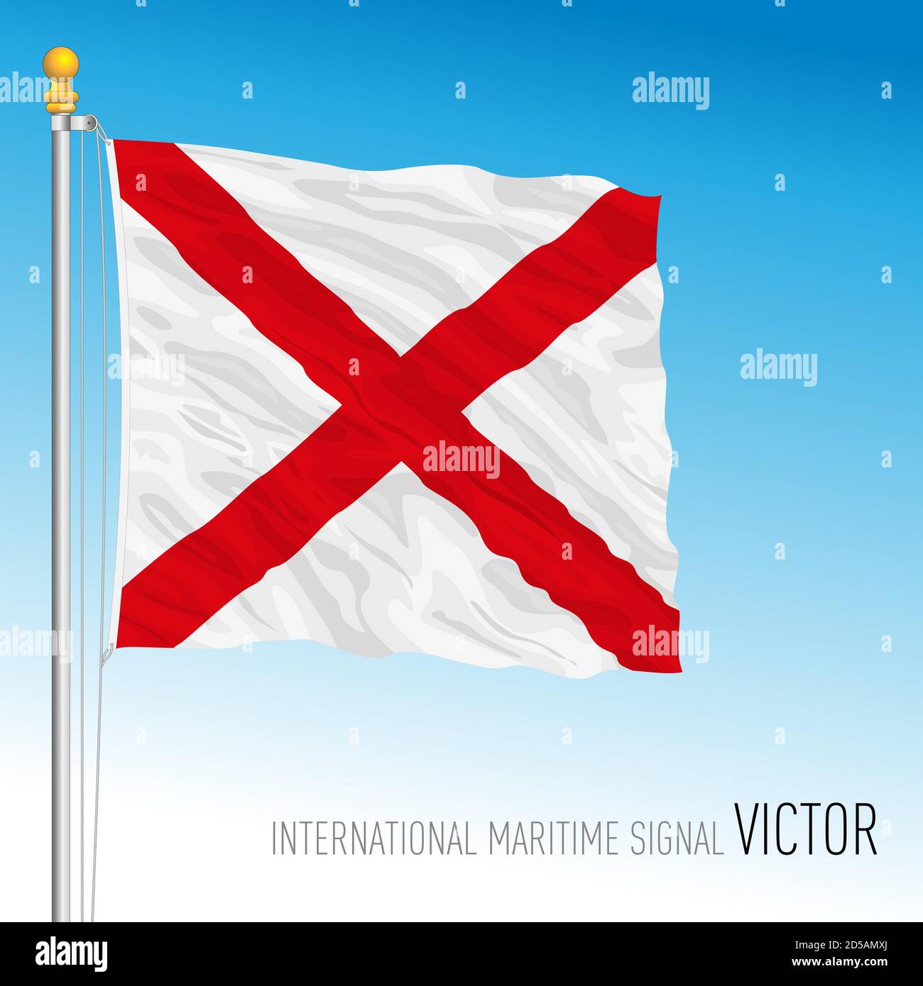 Victor flag, international maritime signal, letter V, vector ...