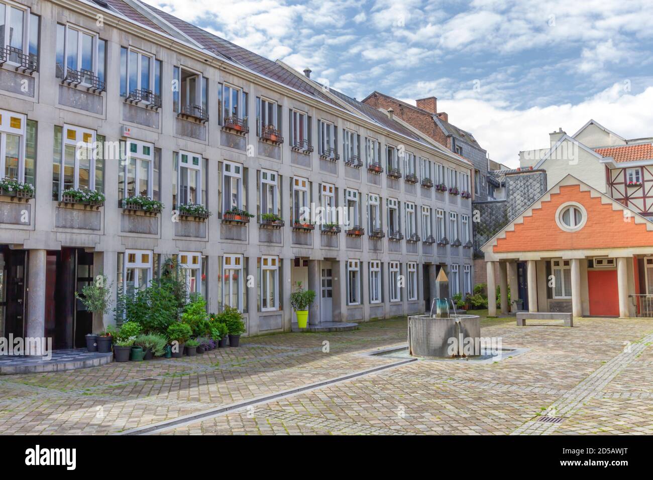Old building, square and fountain in Liege, Belgium Stock Photo - Alamy