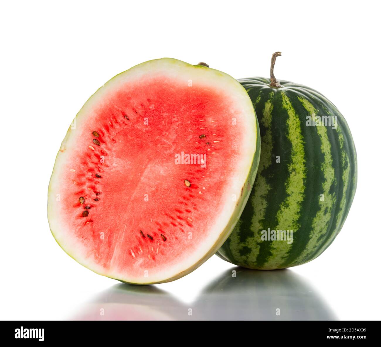 whole and half watermelon isolated on white background Stock Photo - Alamy