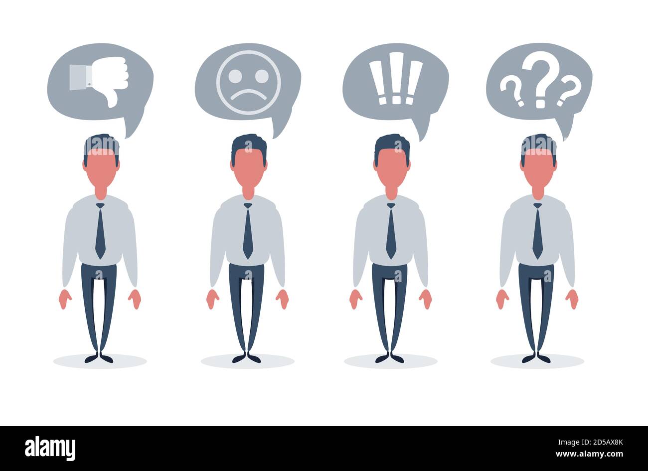Frustrated businessman or clerk. Male character in simple style. Set ...