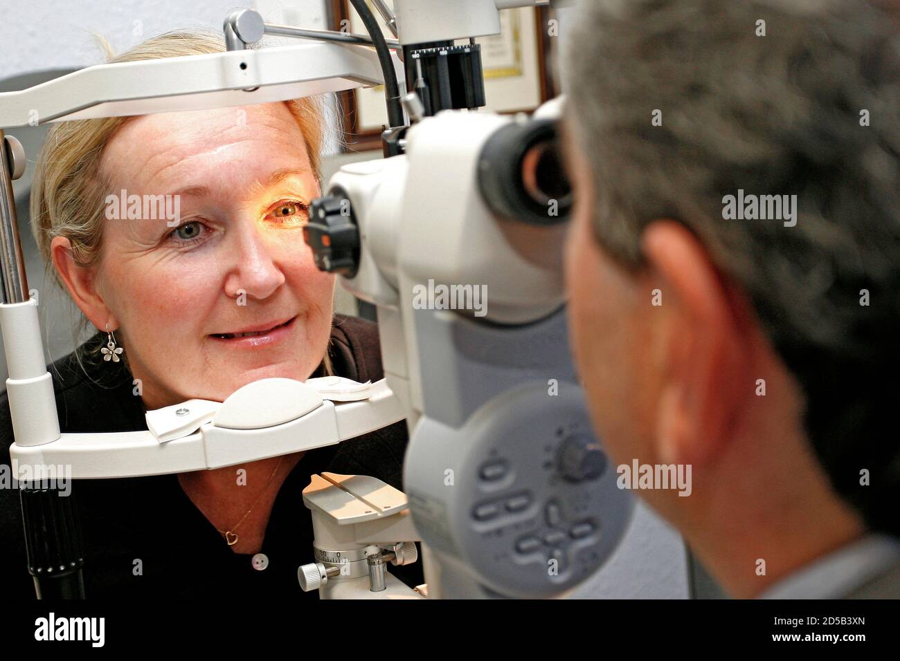 Eye examination using a refraction unit carried out by an optician ...