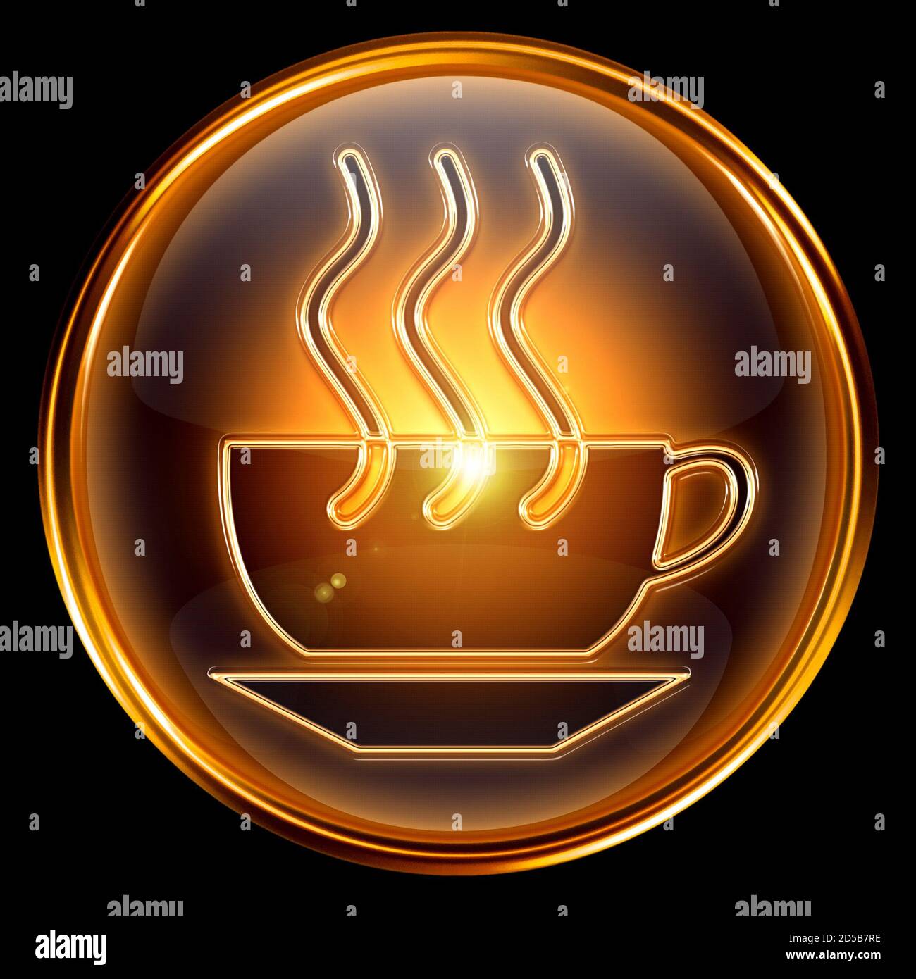 Coffee cup icon gold, isolated on black background Stock Photo - Alamy
