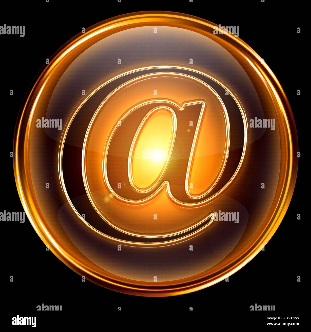 email icon gold, isolated on black background Stock Photo - Alamy