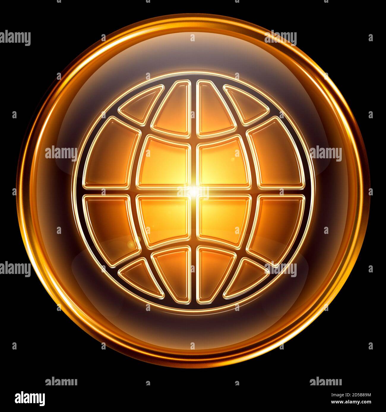 World icon gold, isolated on black background Stock Photo - Alamy