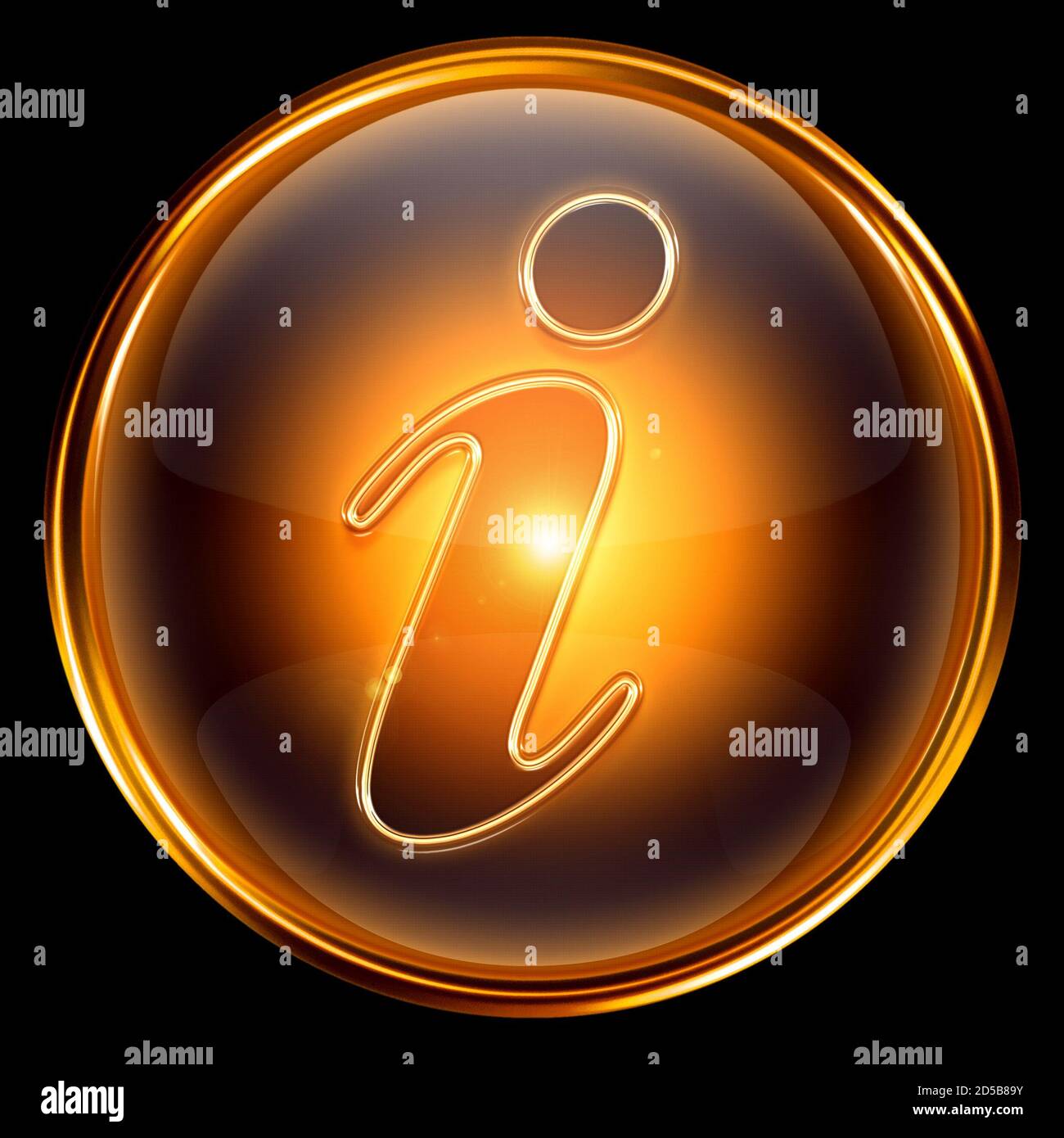 information icon gold, isolated on black background Stock Photo - Alamy