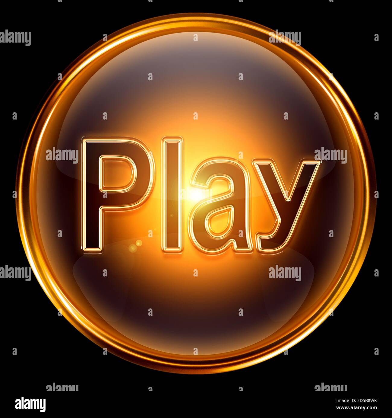 Play icon gold, isolated on black background Stock Photo - Alamy